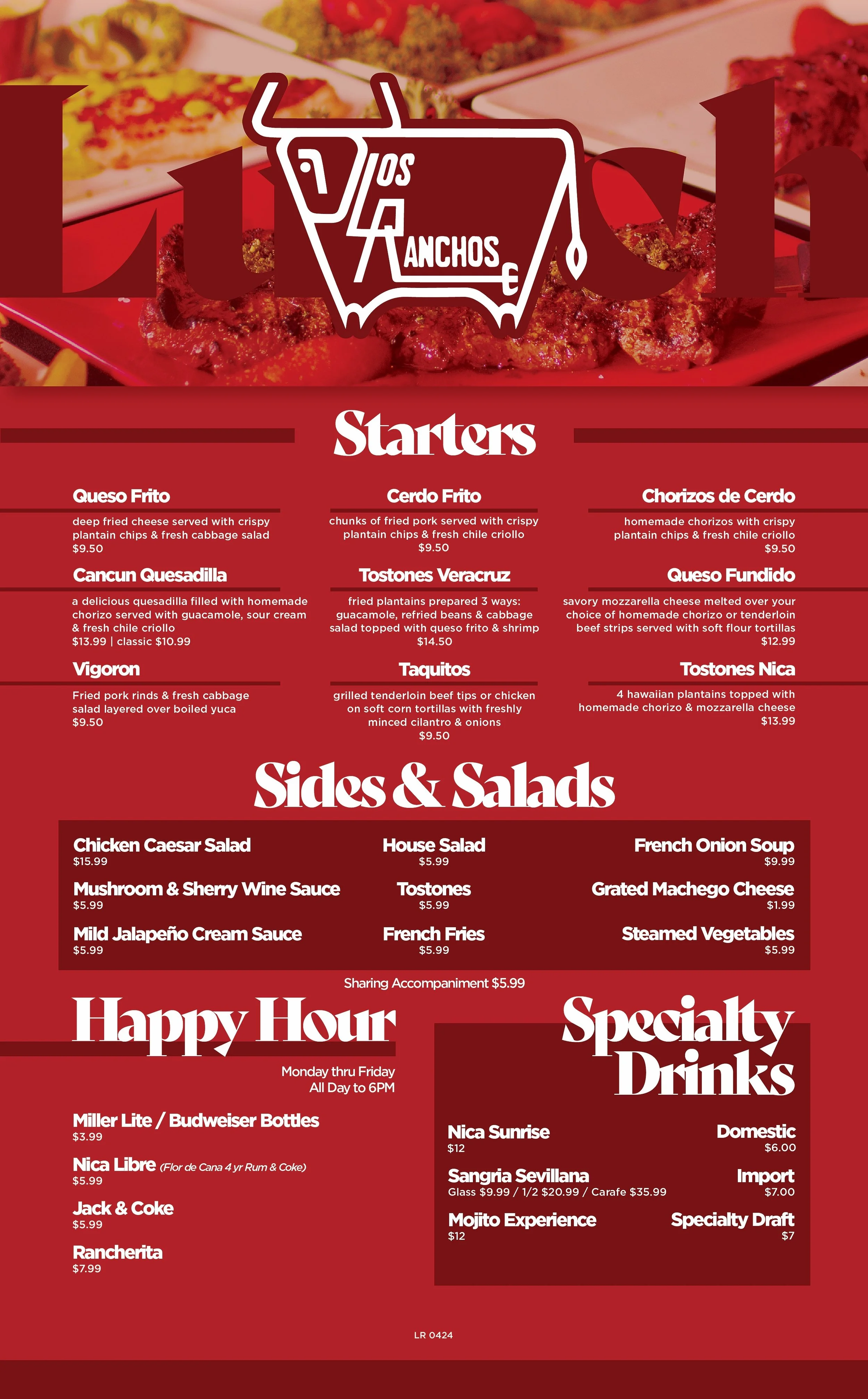 Menu — Los Ranchos Steak House