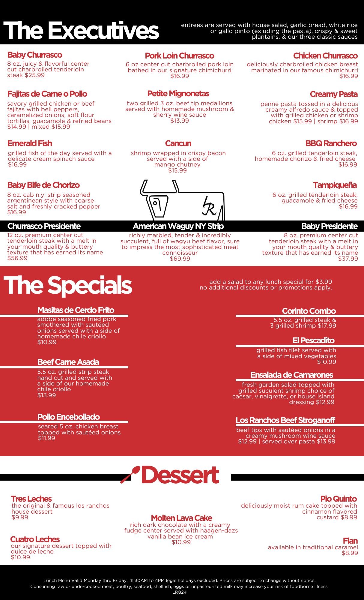Menu — Los Ranchos Steak House