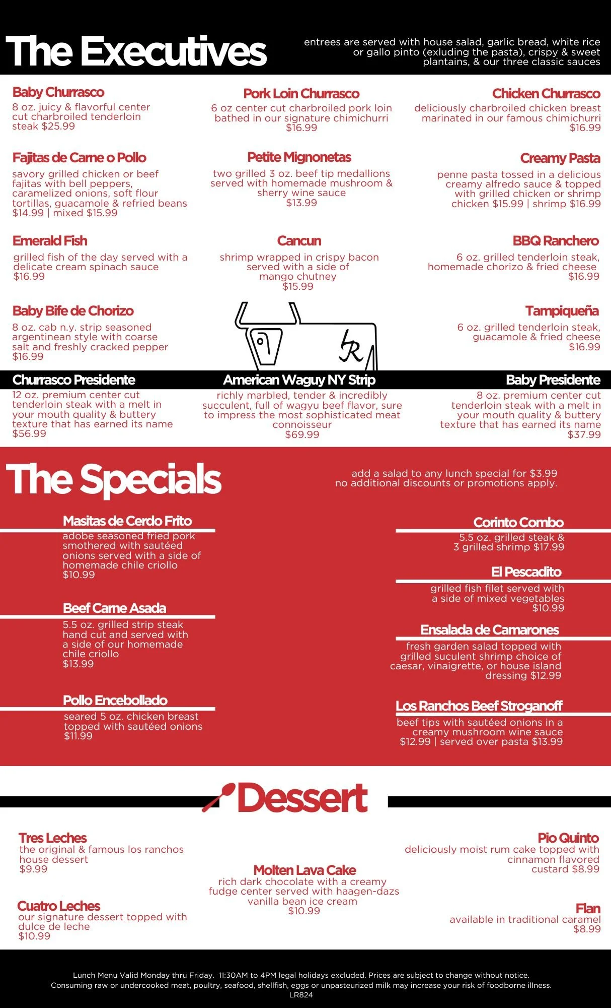 Menu — Los Ranchos Steak House