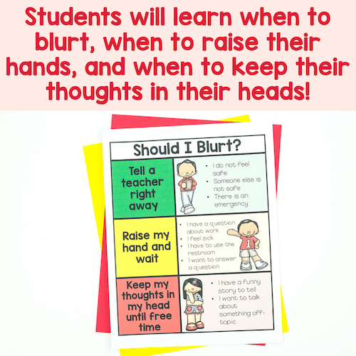 Self Control Chart & Activities To Help Kids With Blurting Out