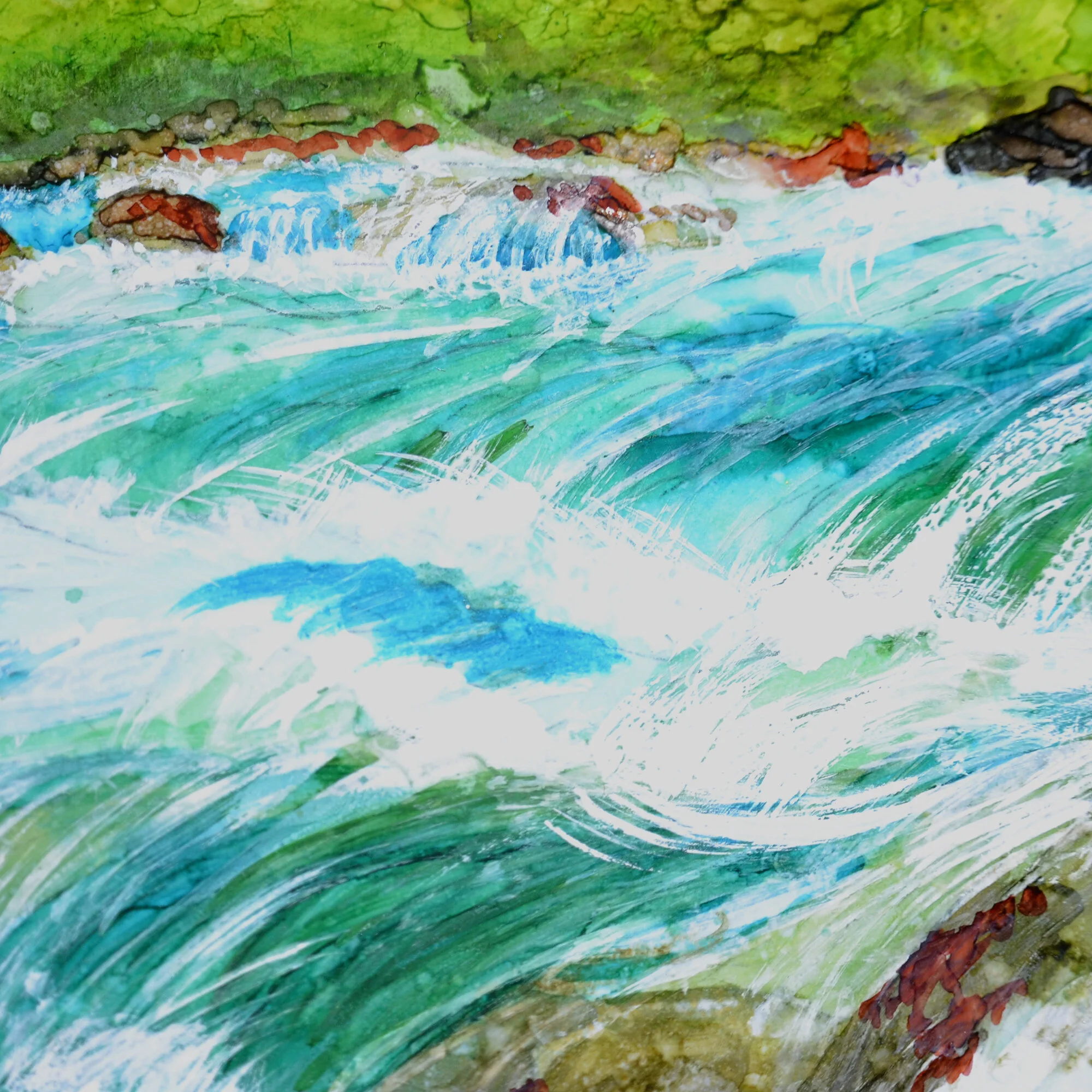 Abstract Watercolor Artwork River Waves