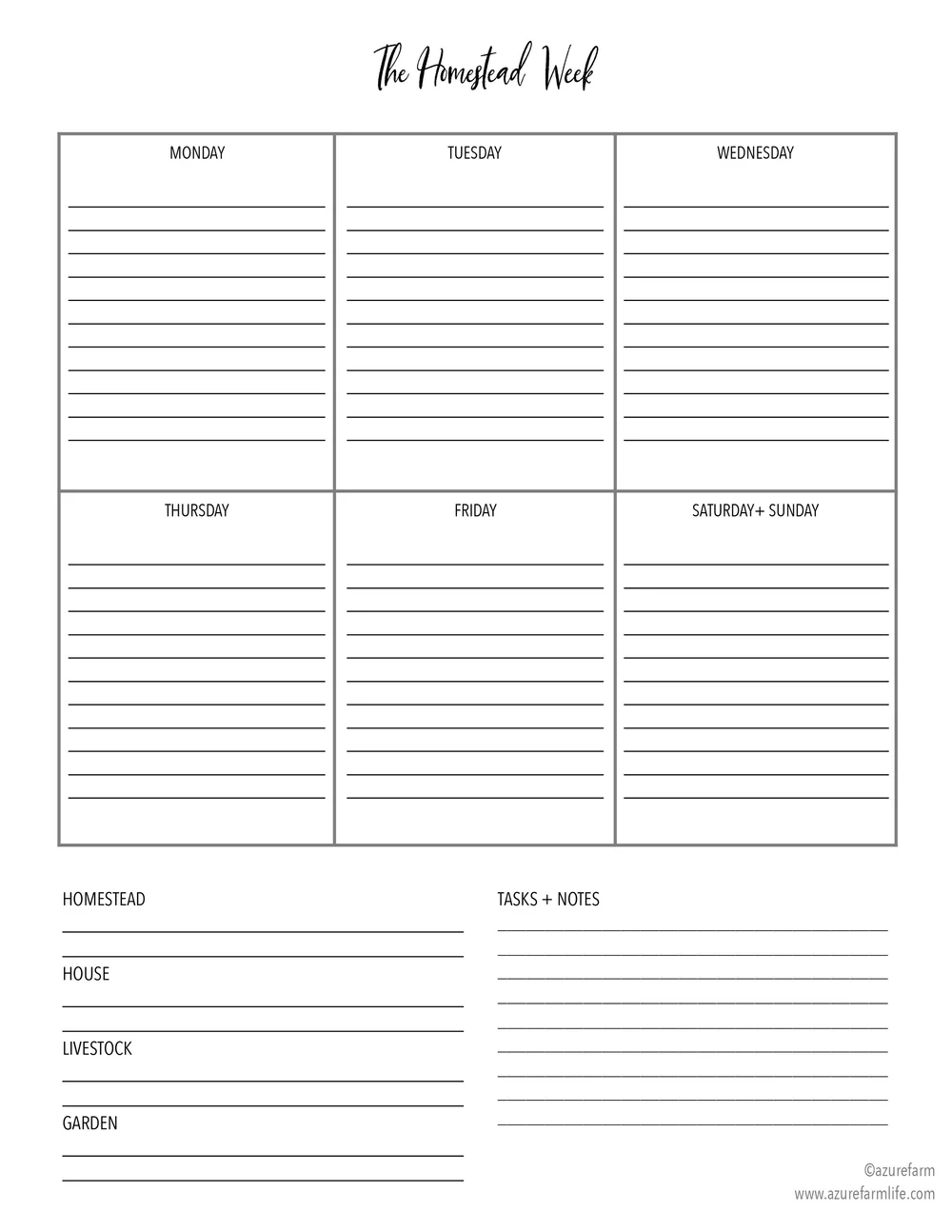 Homestead Weekly Planner Printable