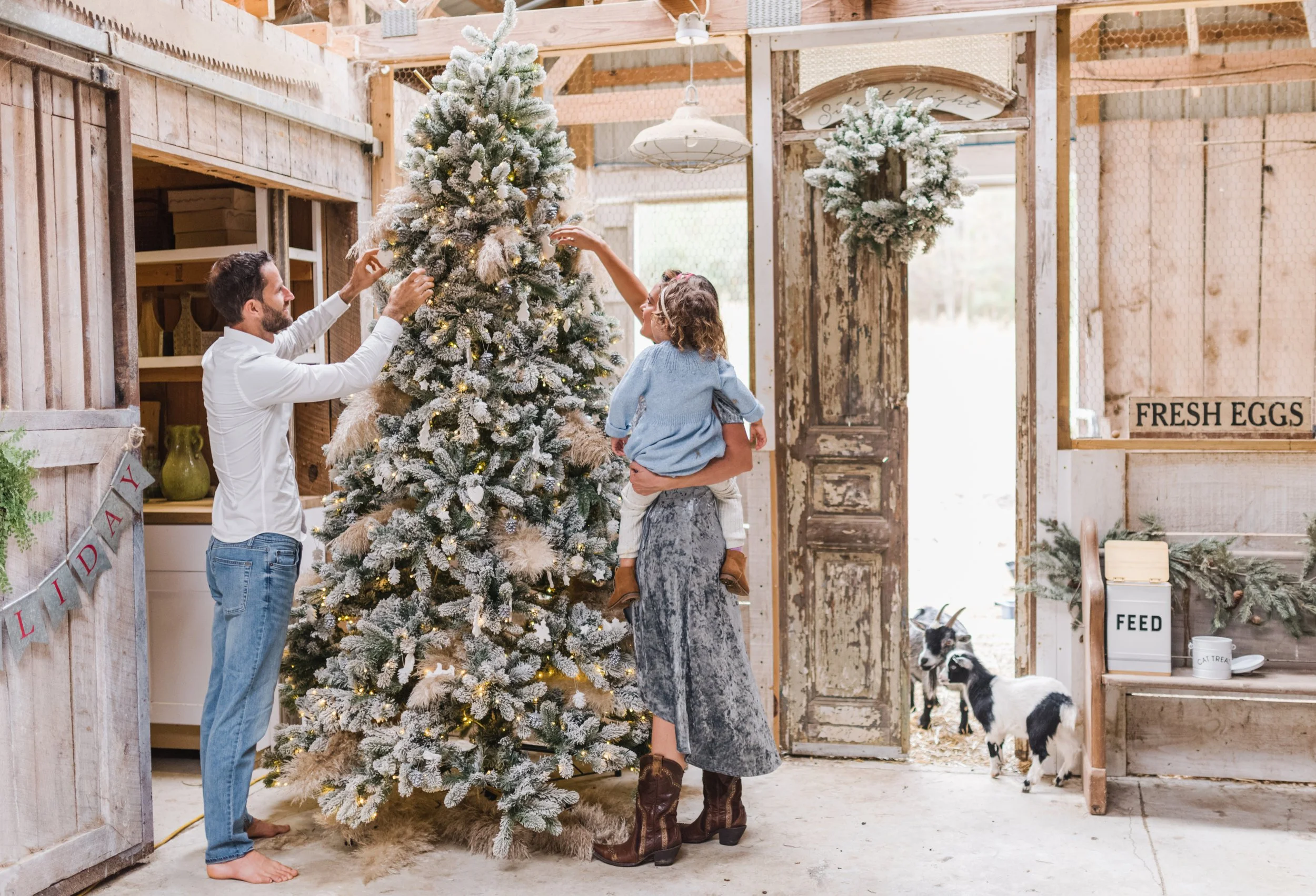 A Farm Themed Christmas Tree With Handmade Ornaments