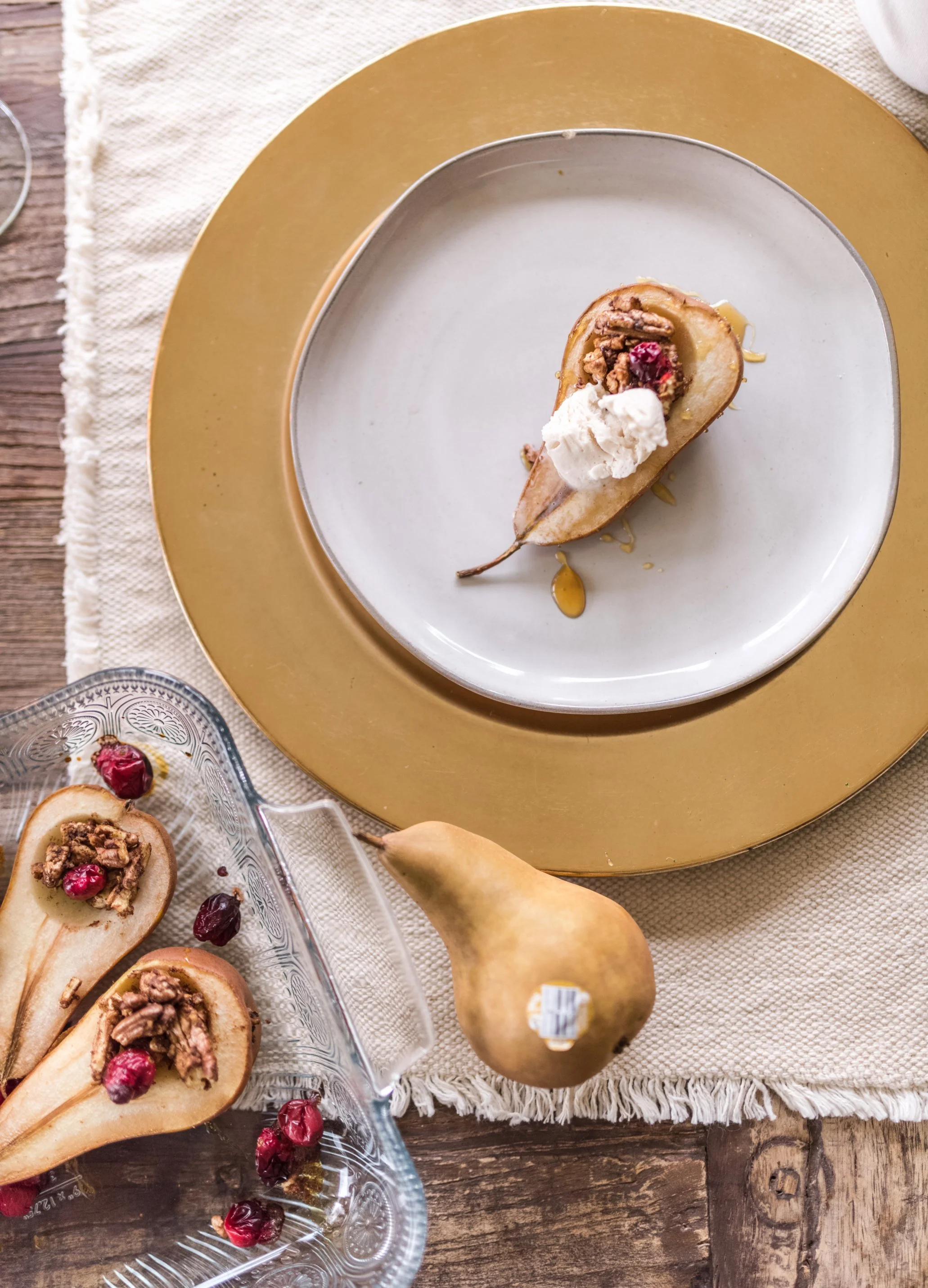 Succulent, Sweet Baked Pears Drizzled With Honey and Pecans