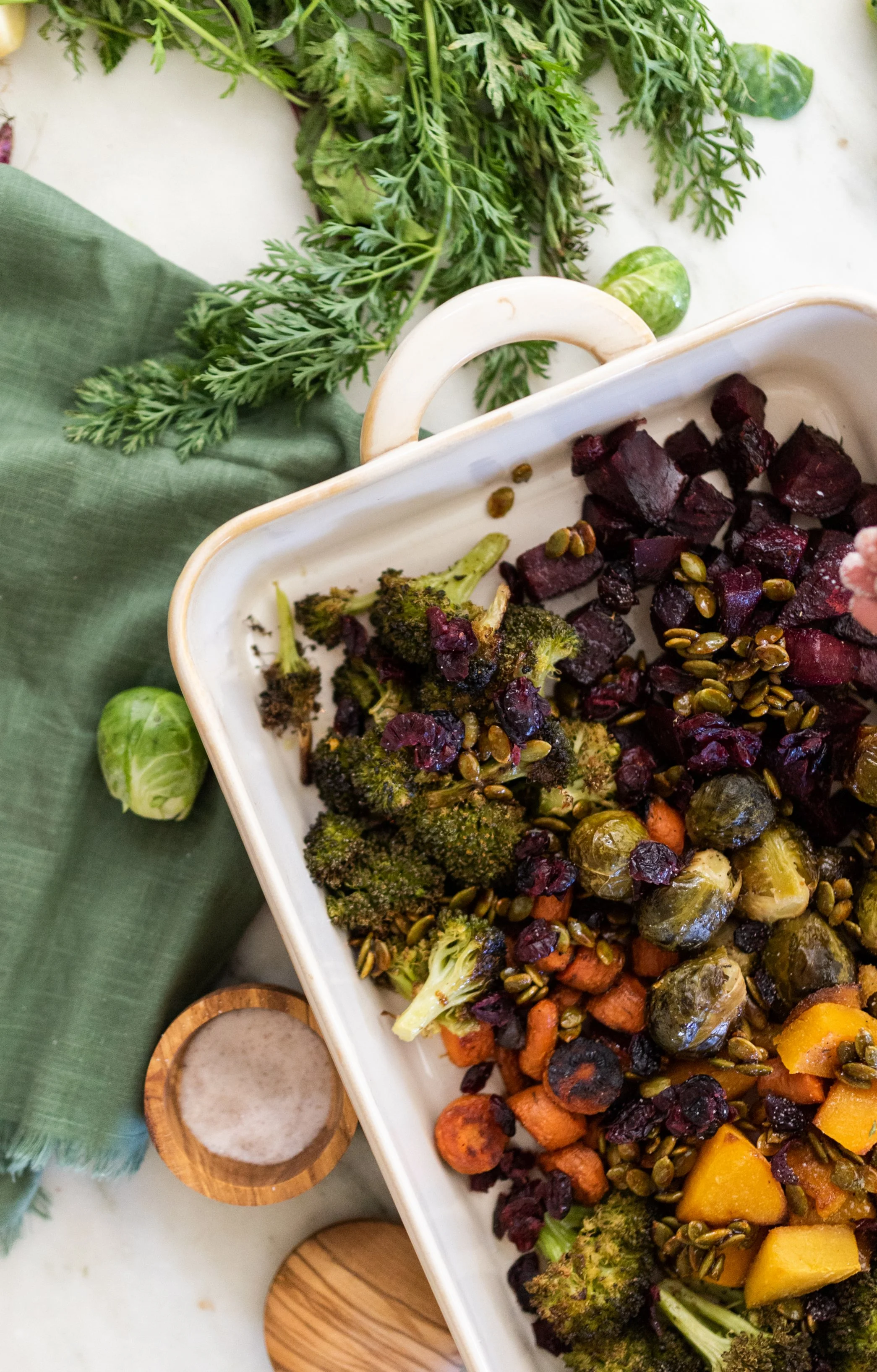 Vegetables With Sweet & Smoky Pepitas & Cranberries