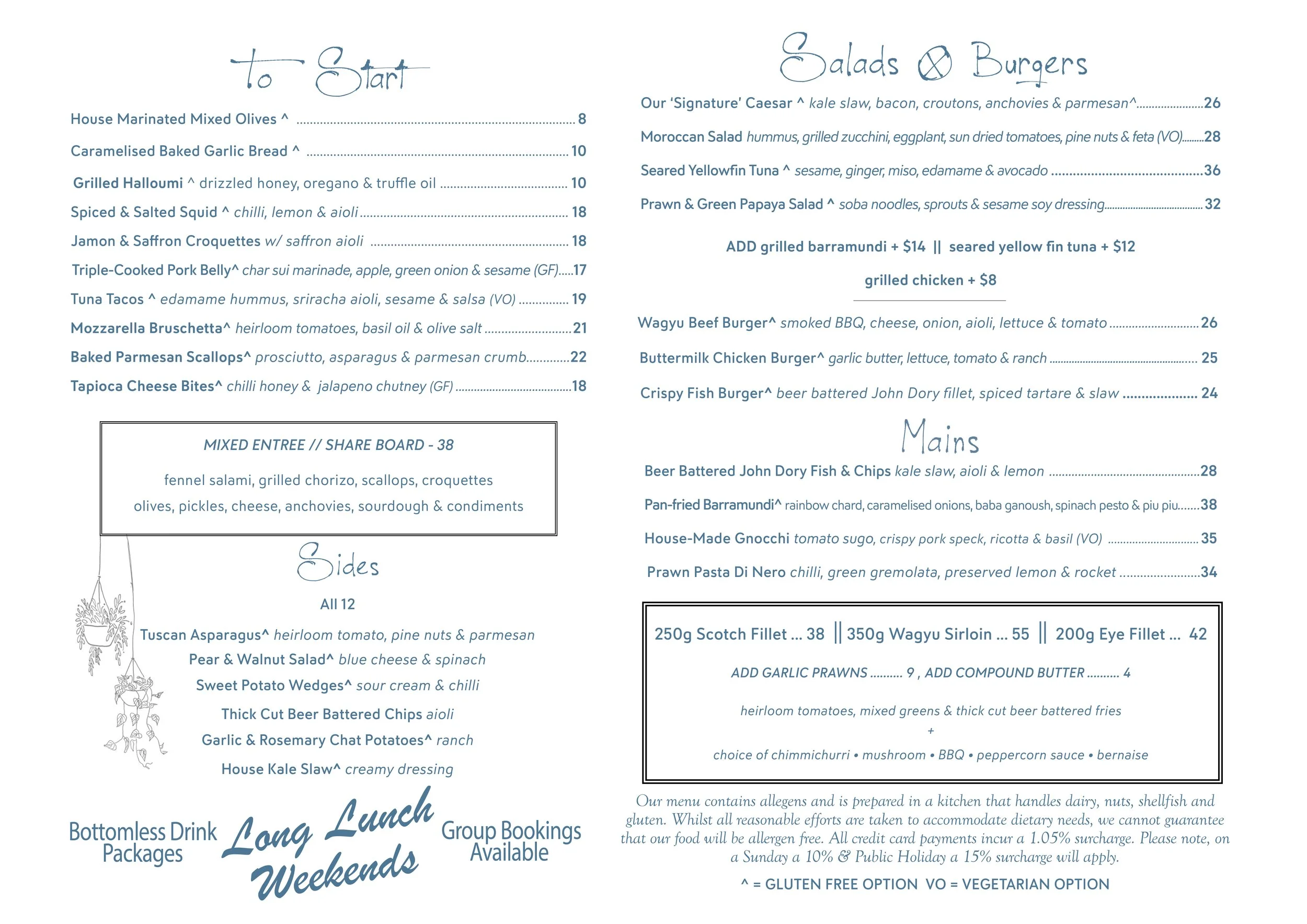 Online Menu — Corretto Dee Why