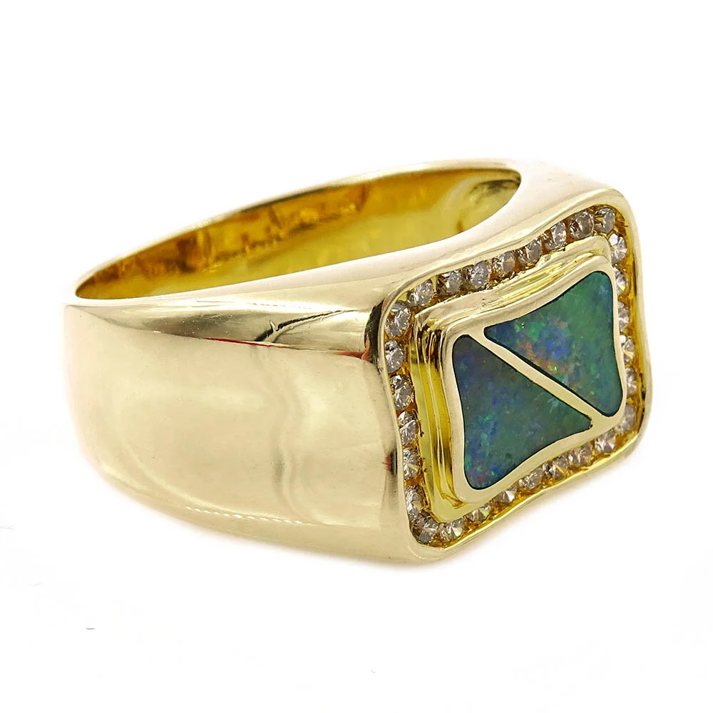 Men's Opal Diamond Gold Ring | Antique & Estate Jewelry | Designs in Gold