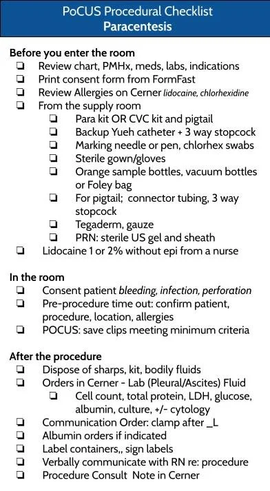 Procedure/Consult Checklists — UBC IM POCUS