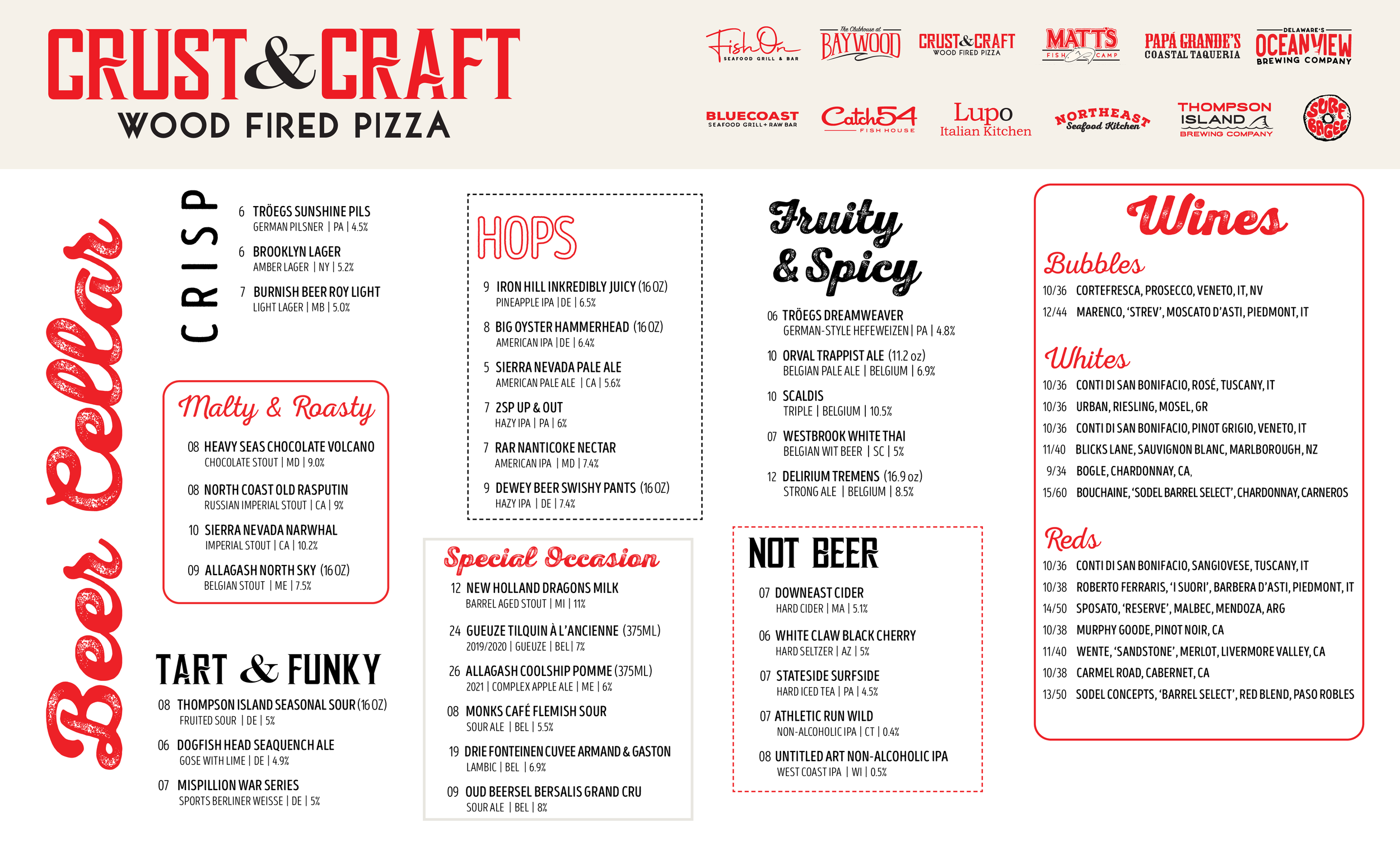 Wood Fired Pizza Menu & Specials in Rehoboth | Crust & Craft