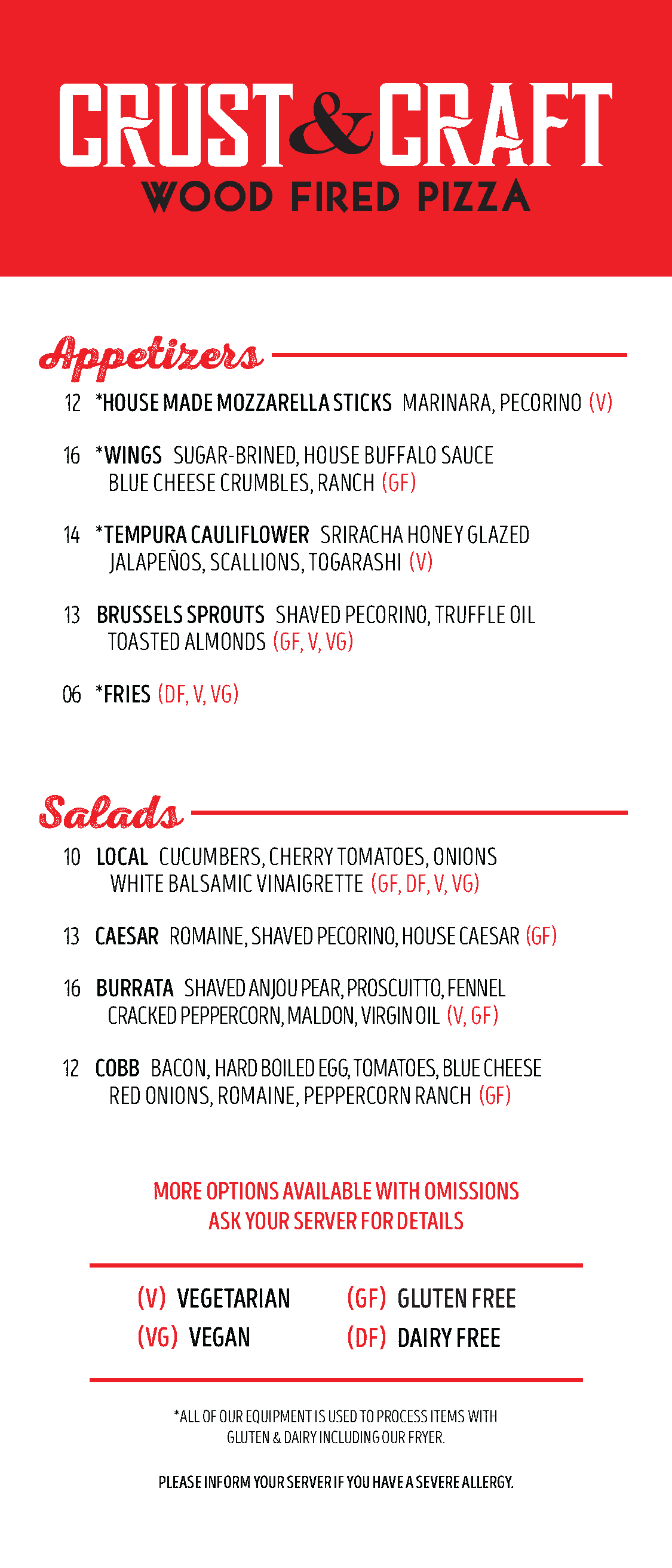 Wood Fired Pizza Menu & Specials in Rehoboth | Crust & Craft