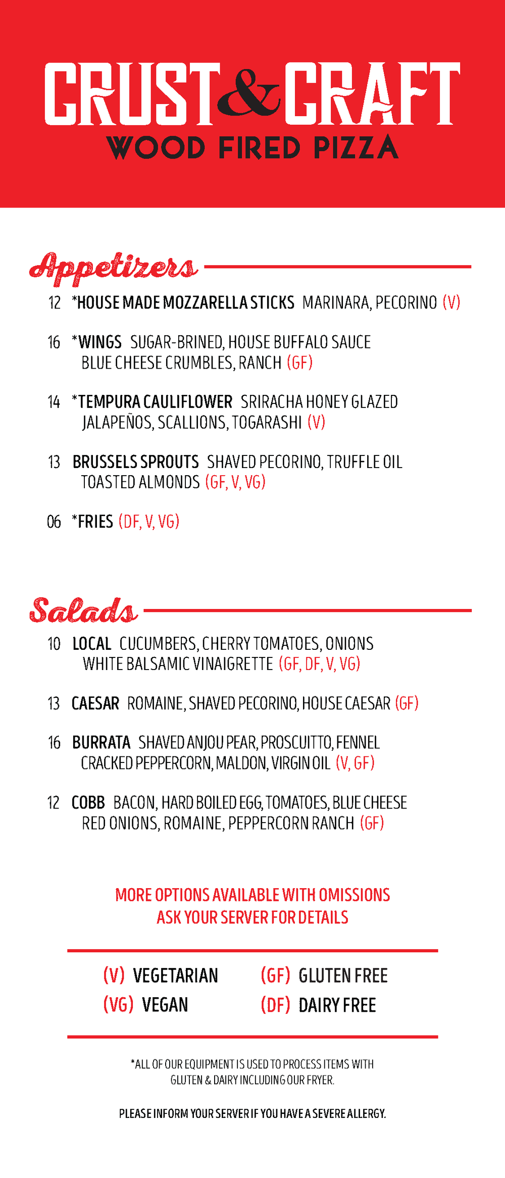 Wood Fired Pizza Menu & Specials in Rehoboth | Crust & Craft