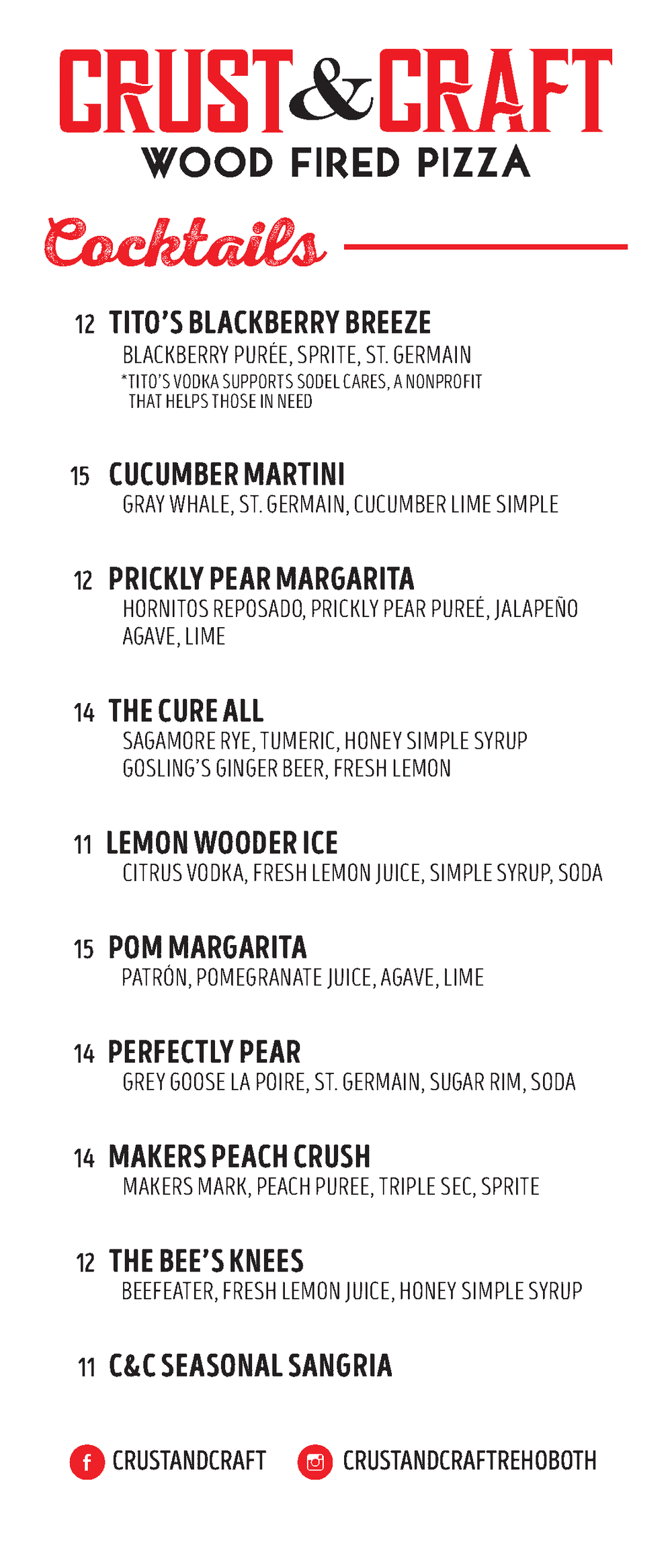 Wood Fired Pizza Menu & Specials in Rehoboth | Crust & Craft