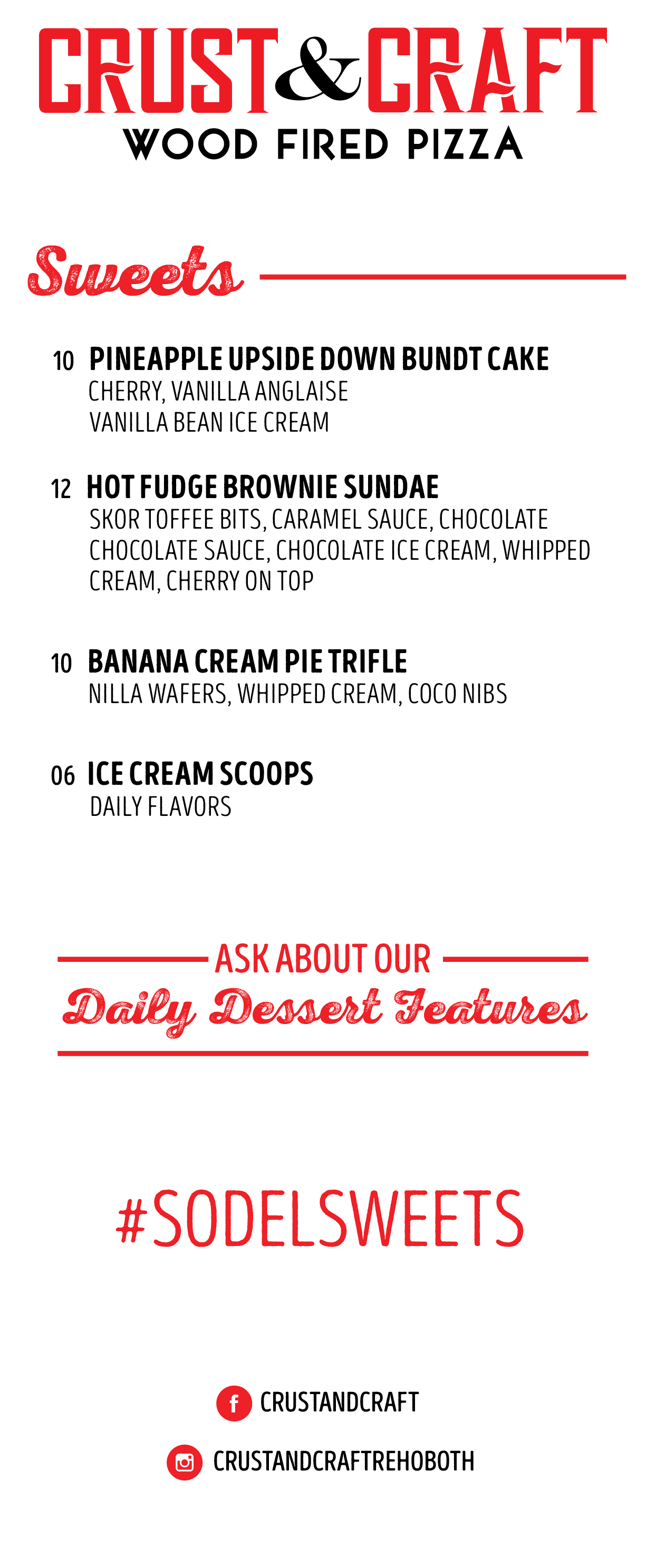 Wood Fired Pizza Menu & Specials in Rehoboth | Crust & Craft