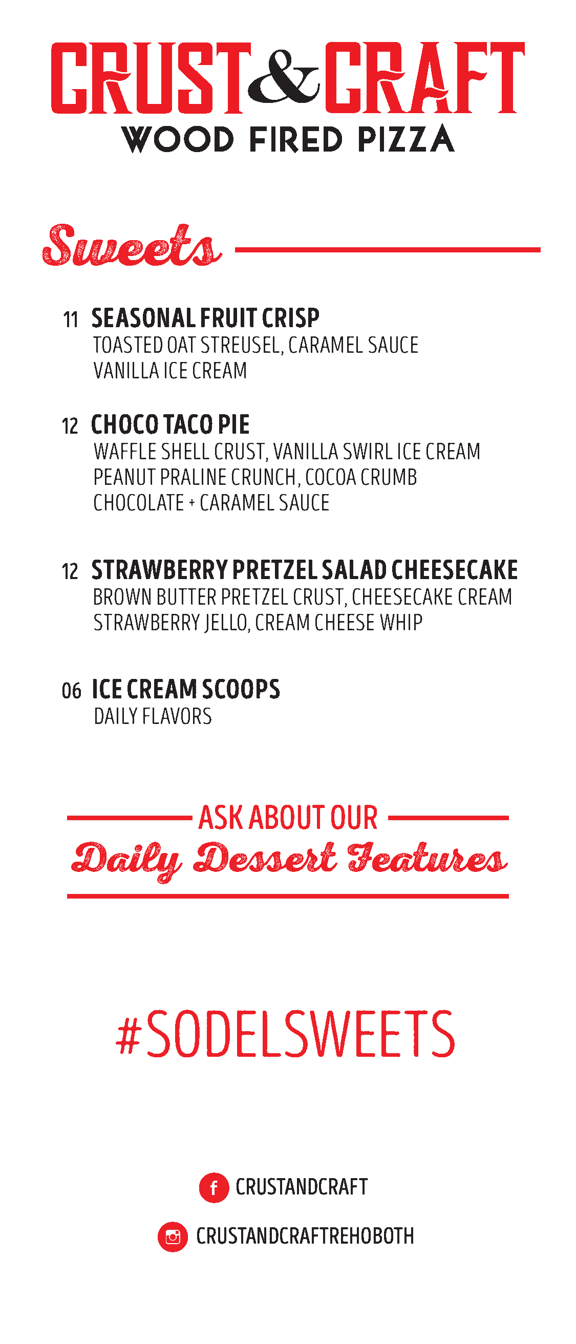 Wood Fired Pizza Menu & Specials in Rehoboth | Crust & Craft