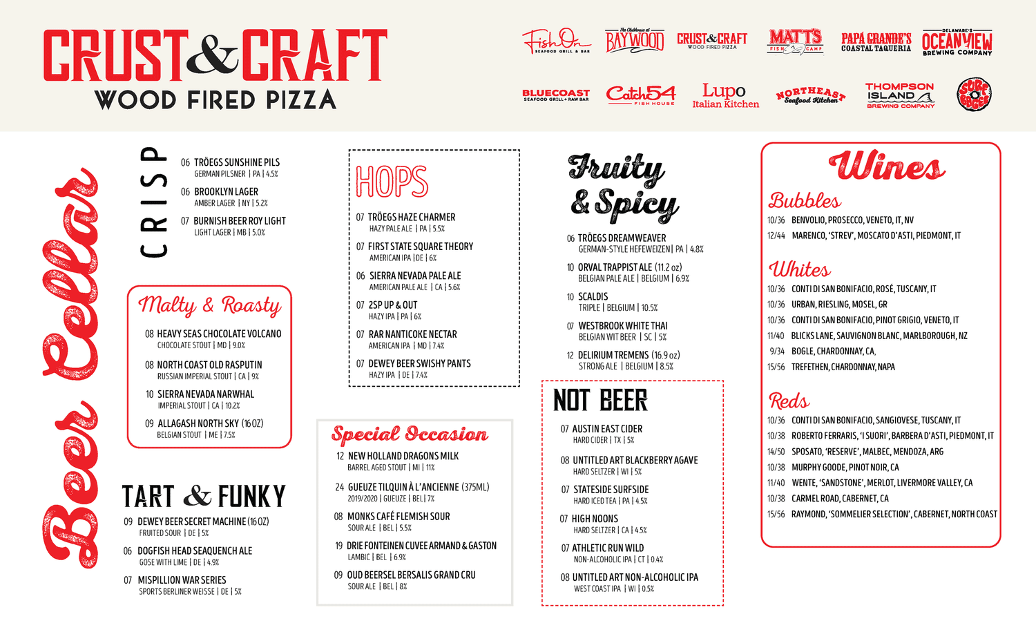 Wood Fired Pizza Menu & Specials in Rehoboth | Crust & Craft