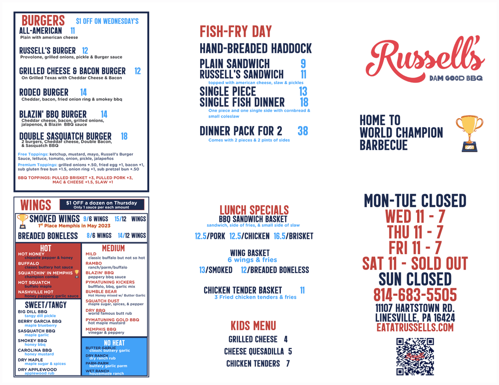 Menu - Russell's