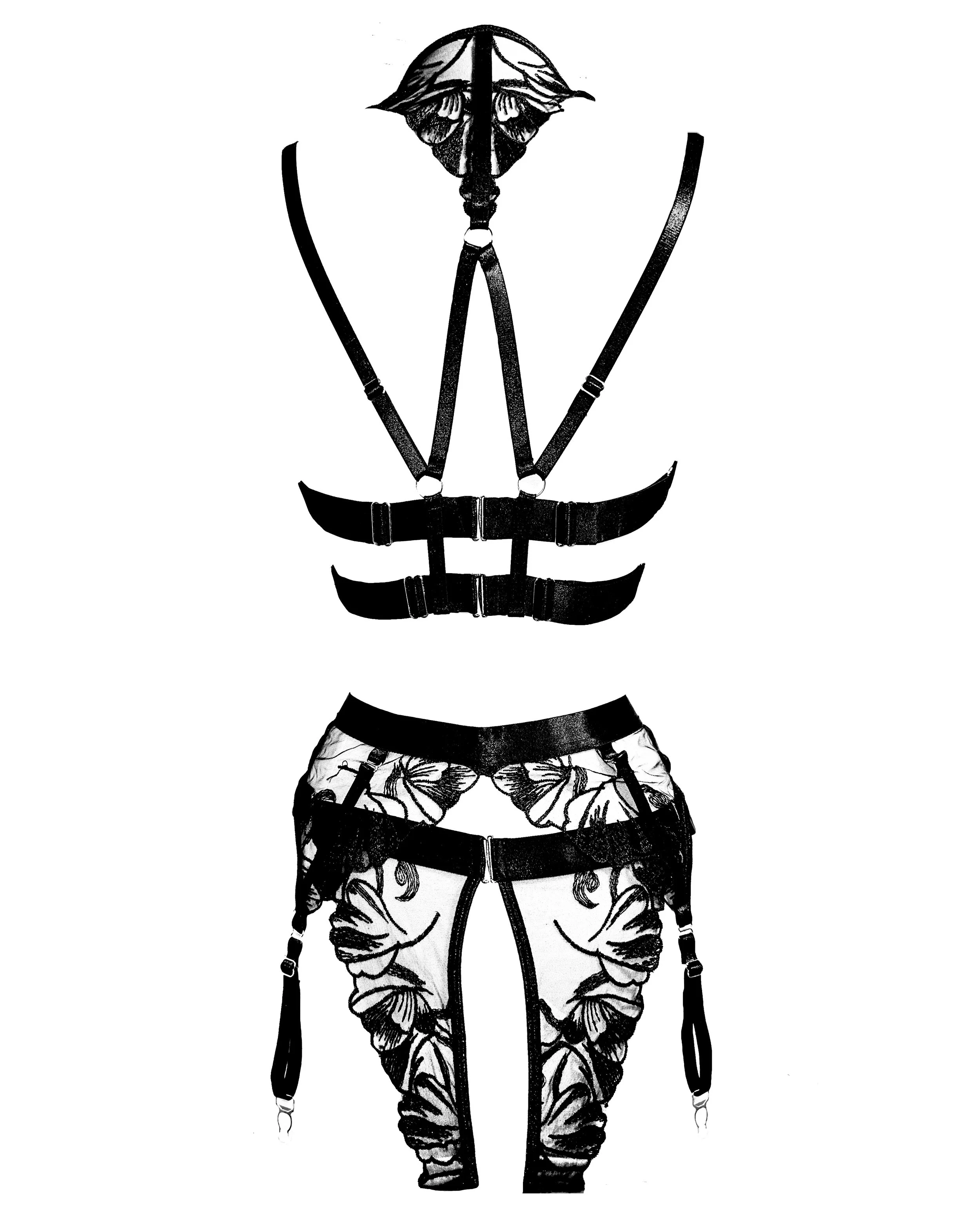 Claudia Black Lace Lingerie Set