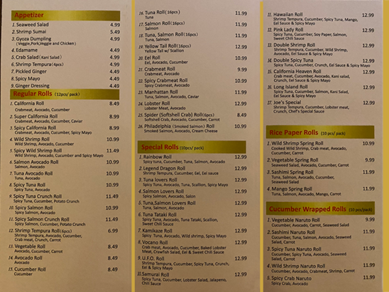 Joe's Sushi at Syosset Seafood — Syosset Seafood