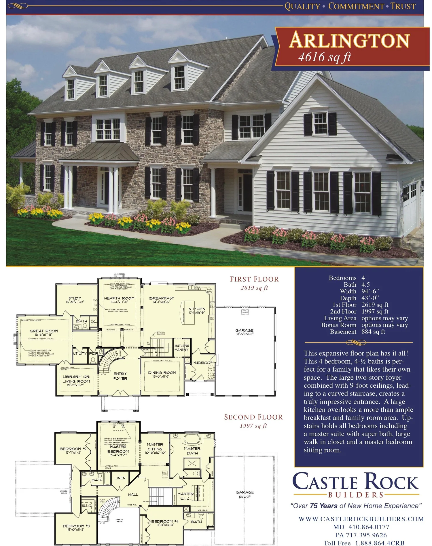 Castle Rock Builders Arlington Plan 4616 sq ft 5 Bed 7 Bath — Custom ...