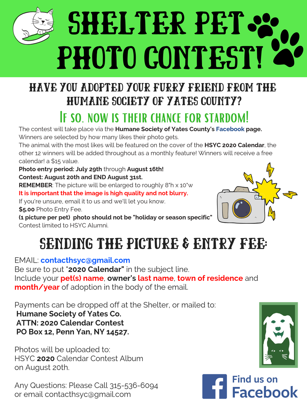 Humane Society of Yates County — Pet Photo Contest