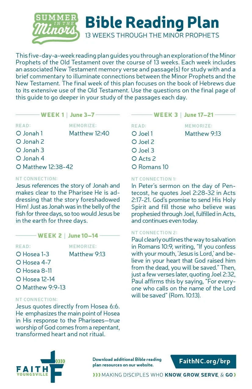 BIBLE READING PLAN — Faith Baptist Church, Youngsville, NC