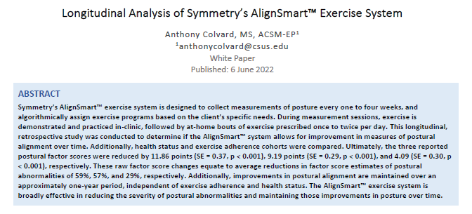 Longitudinal Analysis of Symmetry's Alignsmart Exercise System — Symmetry Alignsmart