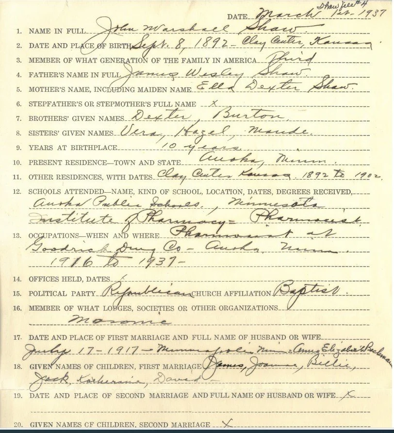 Shaw — Anoka County Historical Society