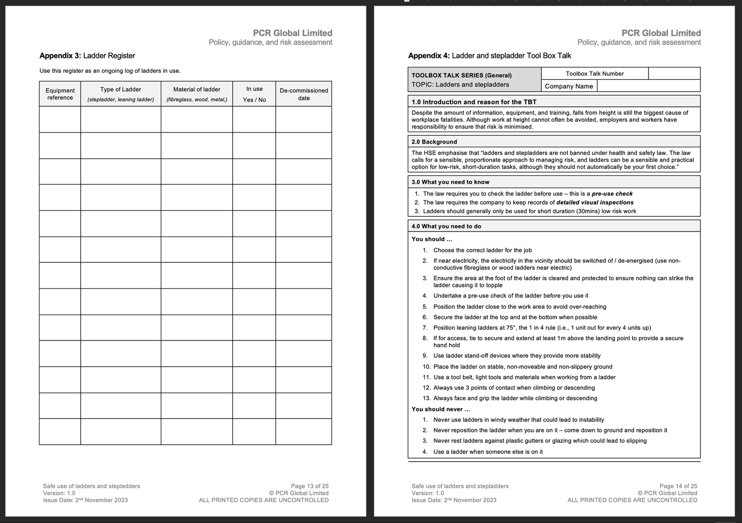PCR Global | Construction Dust Pack | MS Word