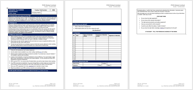 PCR Global | Construction Dust Pack | MS Word