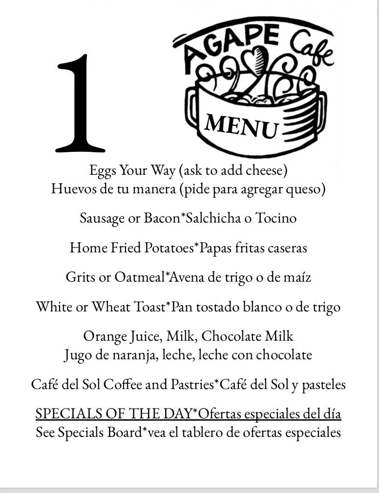 Menu — AGAPE CAFE