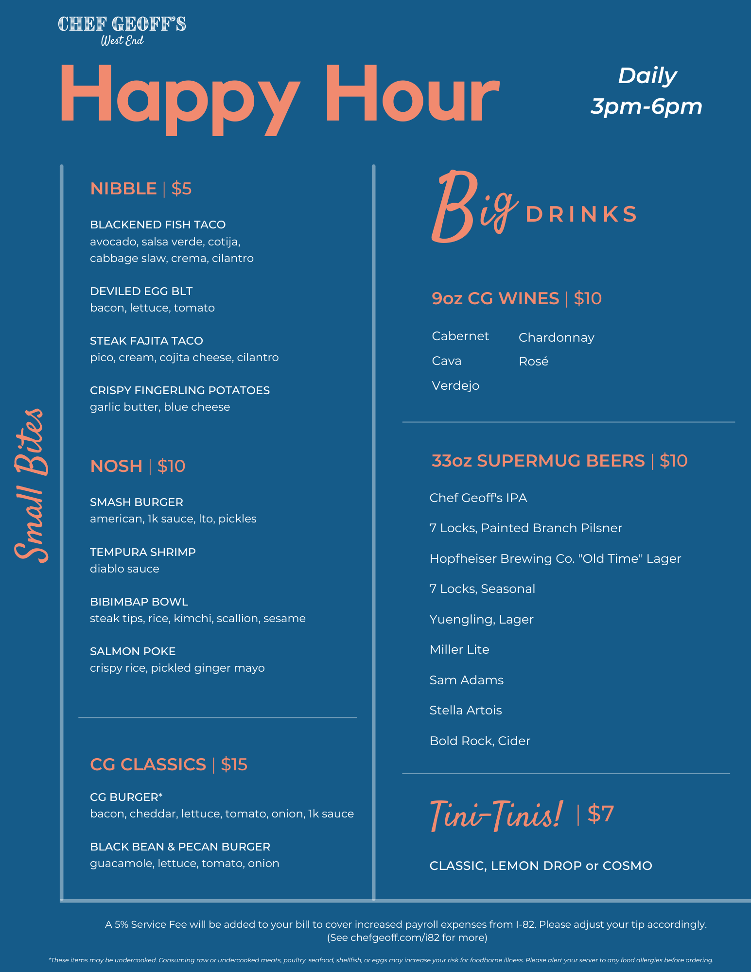 Chef Geoff's West End Happy Hour — Chef Geoffs