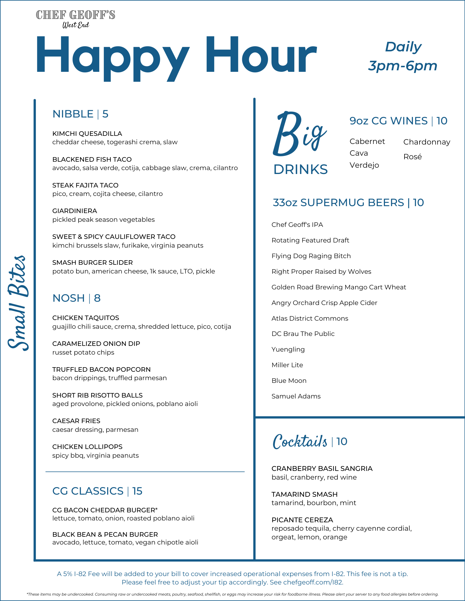 Chef Geoff's West End Happy Hour — Chef Geoffs