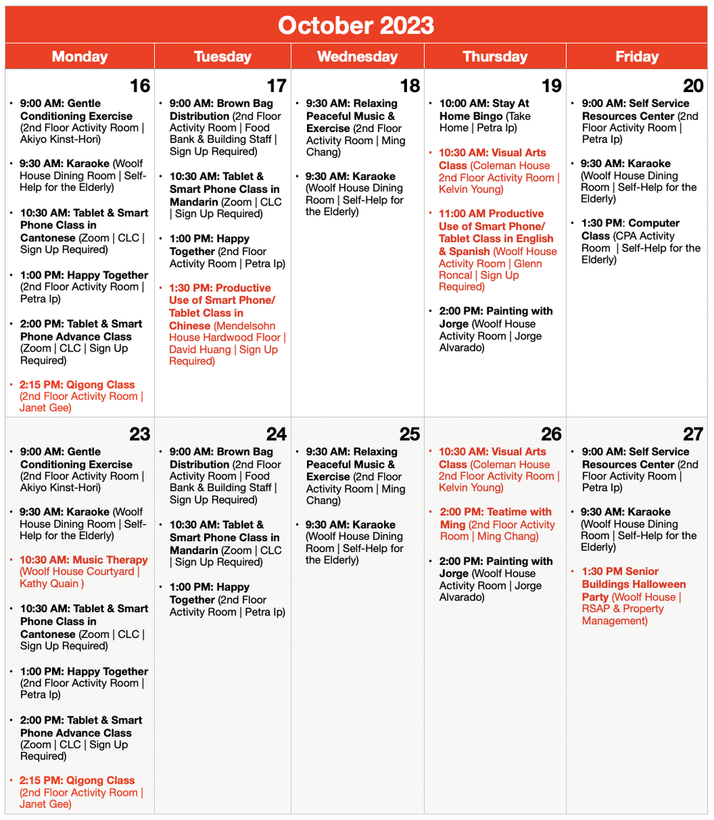 Residence Monthly Calendars — TODCO Group