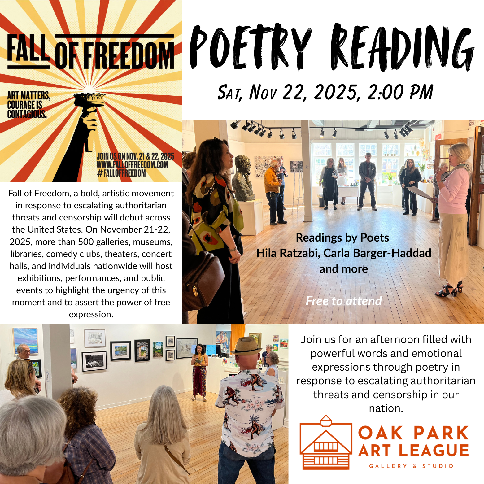 Fall of Freedom Poetry Reading — Oak Park Art League