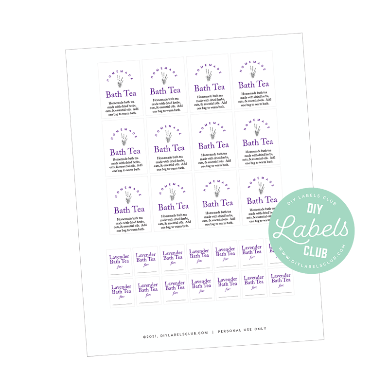 Lavender Bath Tea + Labels — DIY Labels Club