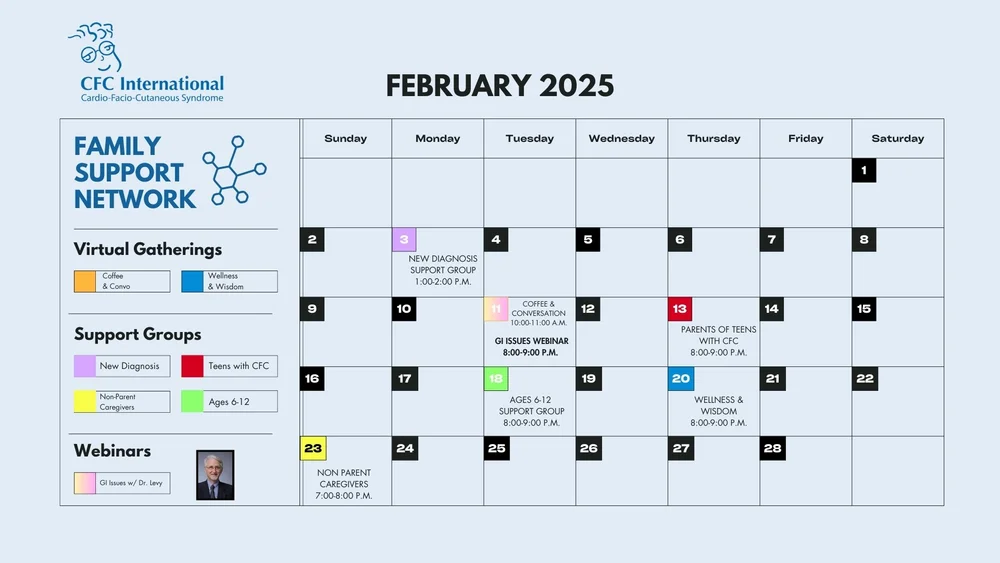 Family Support Calendar — Cardio Facio Cutaneous syndrome International