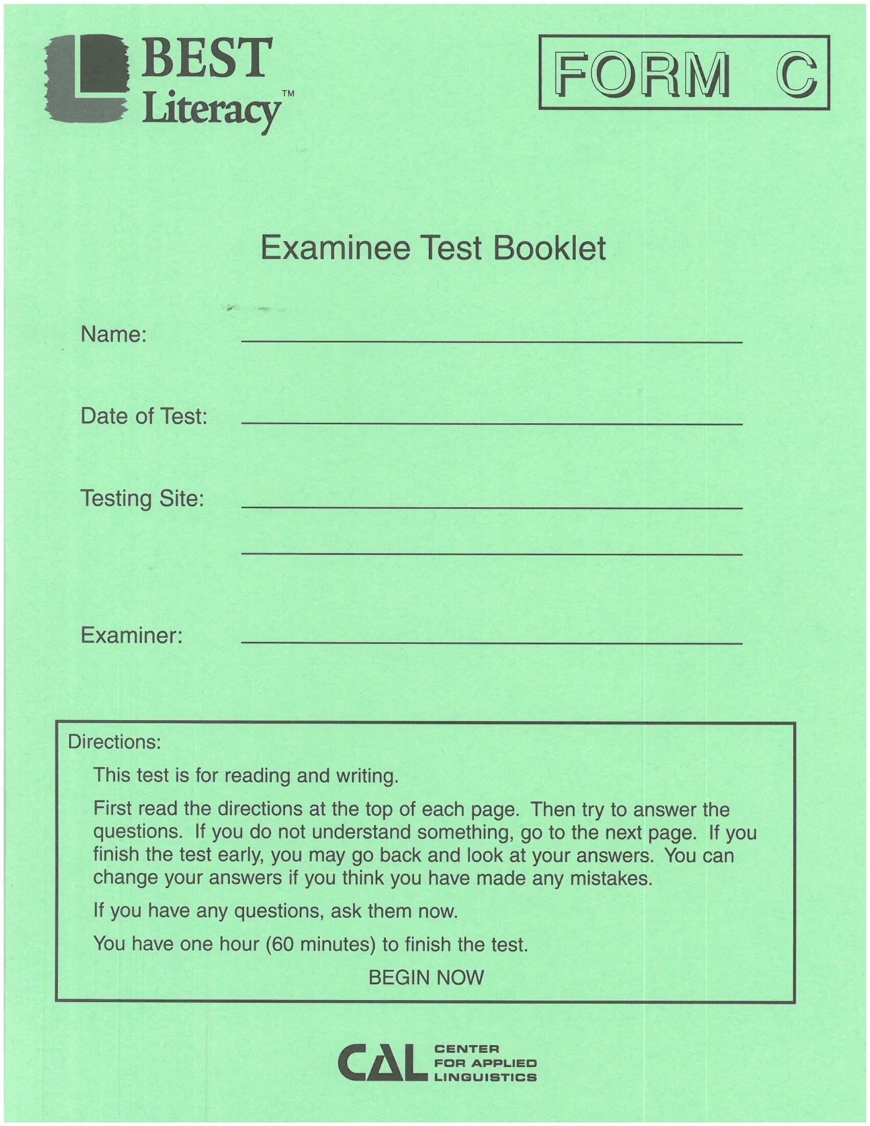 BEST Literacy FORM C CAL Store