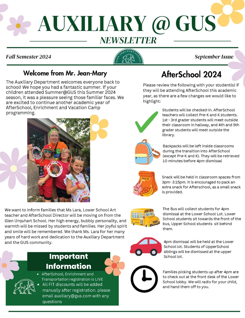 Auxiliary Newsletter: September 2024 — Glen Urquhart School