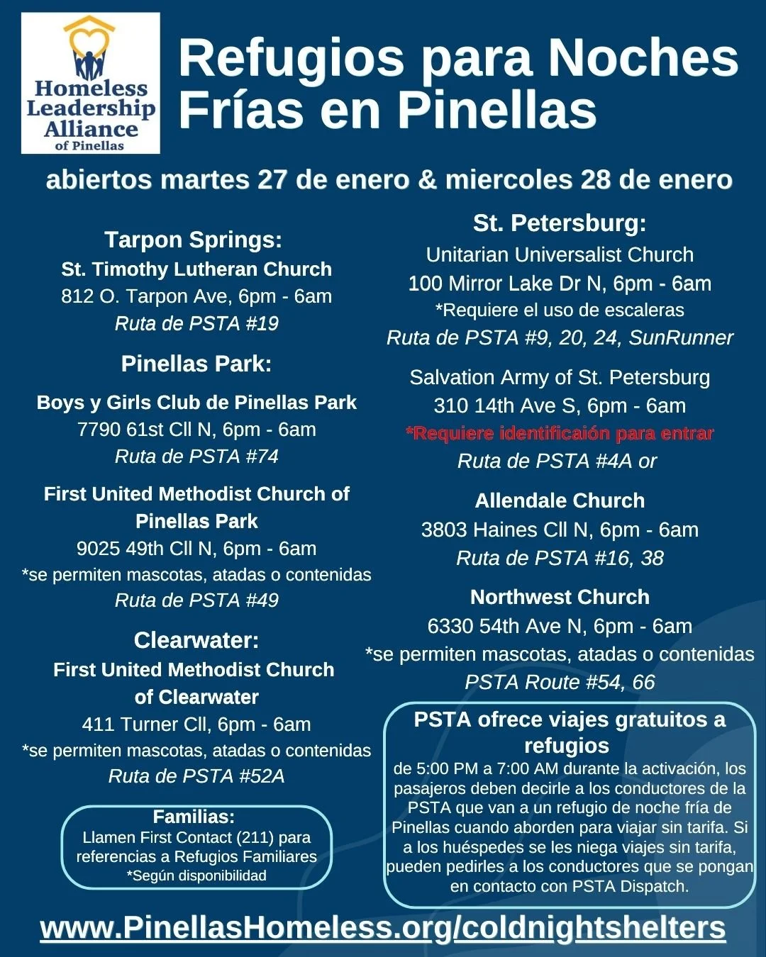 Cold Night Shelter Activation — Homeless Leadership Alliance of ...