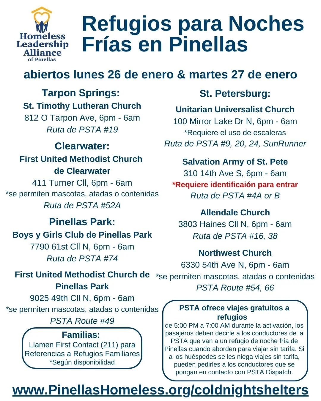 Cold Night Shelter Activation — Homeless Leadership Alliance of ...