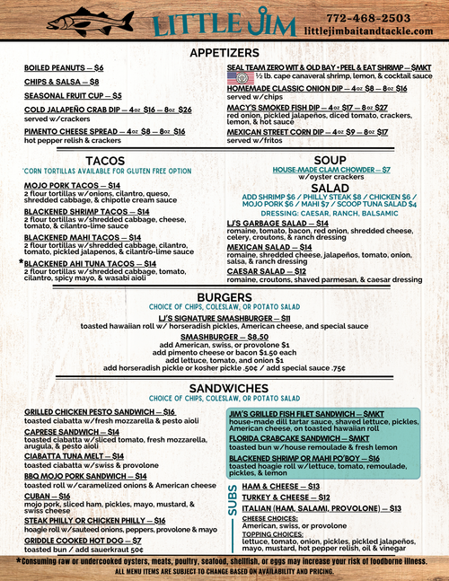 Food & Bait — Little Jim Bait & Tackle