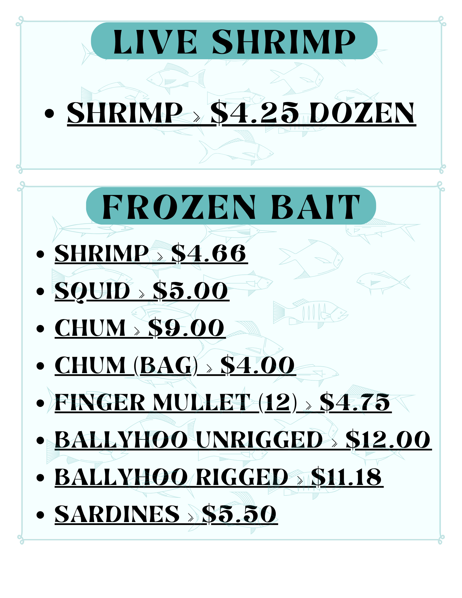Food & Bait — Little Jim Bait & Tackle