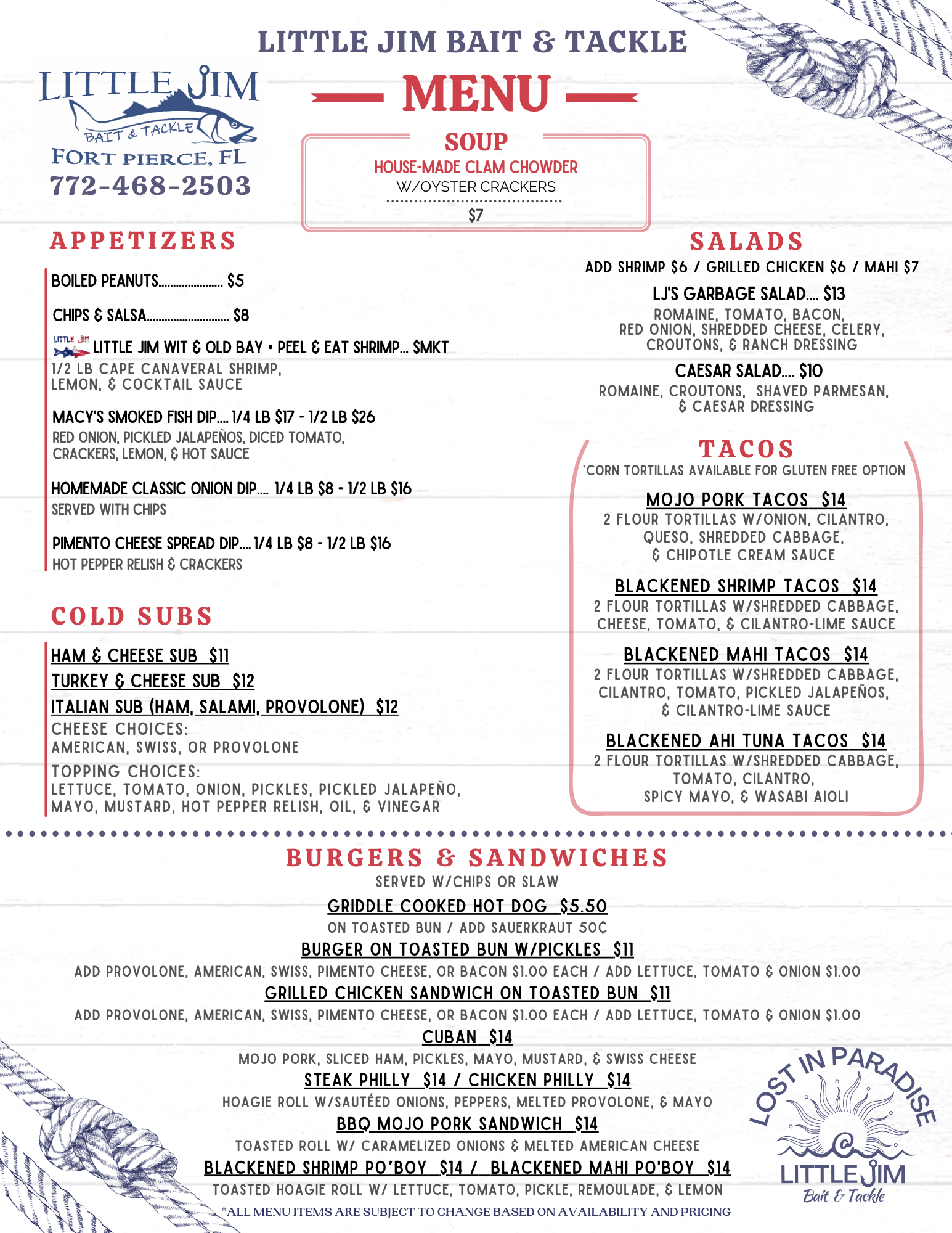 Food & Bait — Little Jim Bait & Tackle