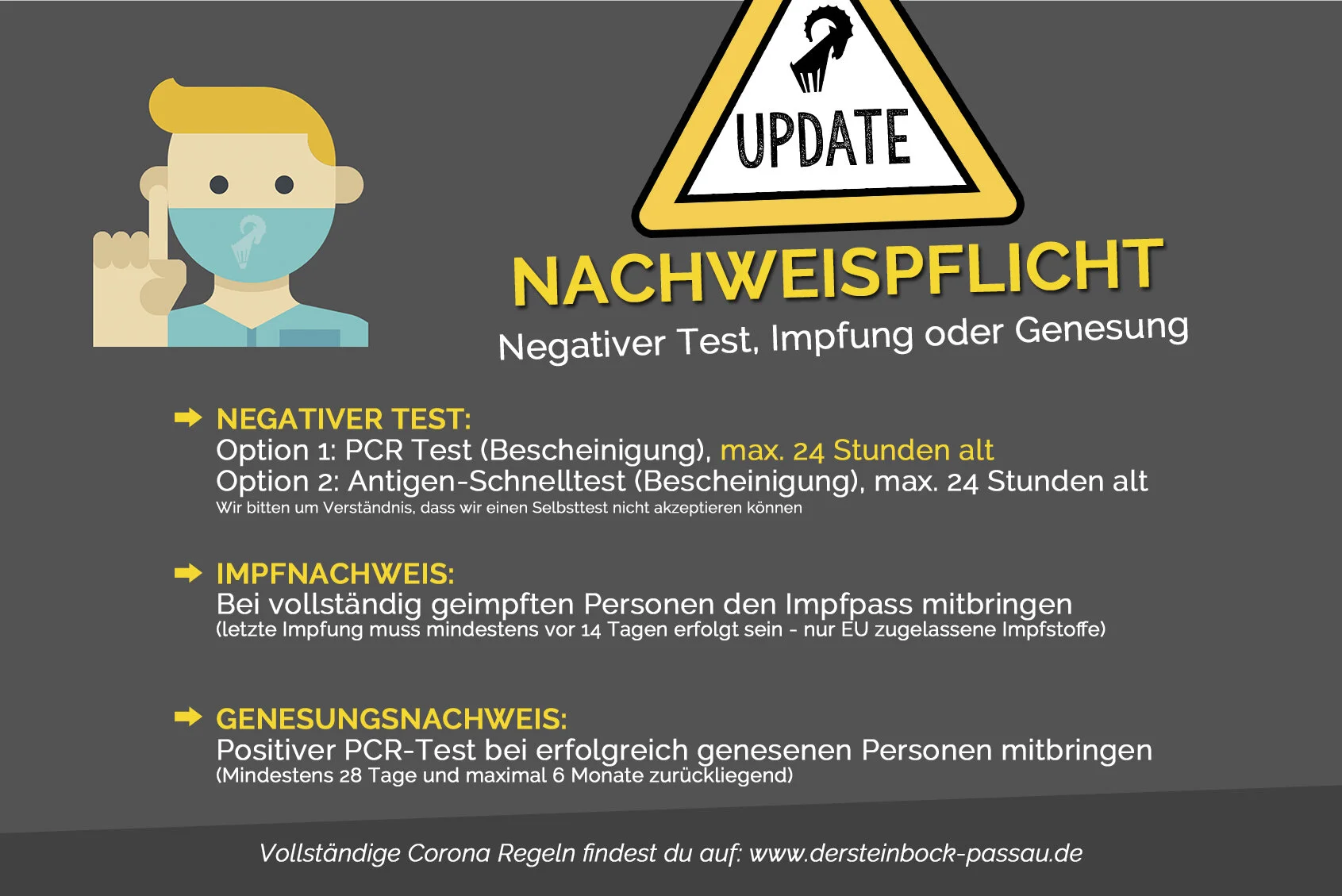 UPDATE PCR NACHWEIS AB DEN 20.05.21 — der steinbock Passau
