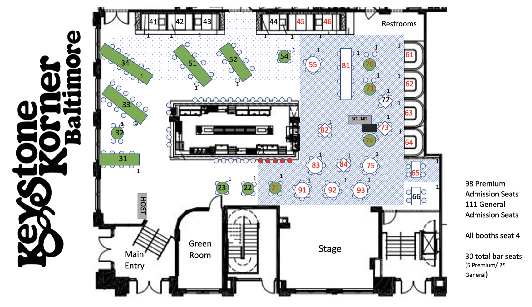 Seating Guide — Keystone Korner Baltimore
