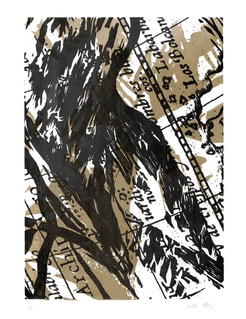 Screen printed map lines — Jade They