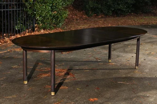 Mid Century Leather Top Game Table — EcoFirstArt