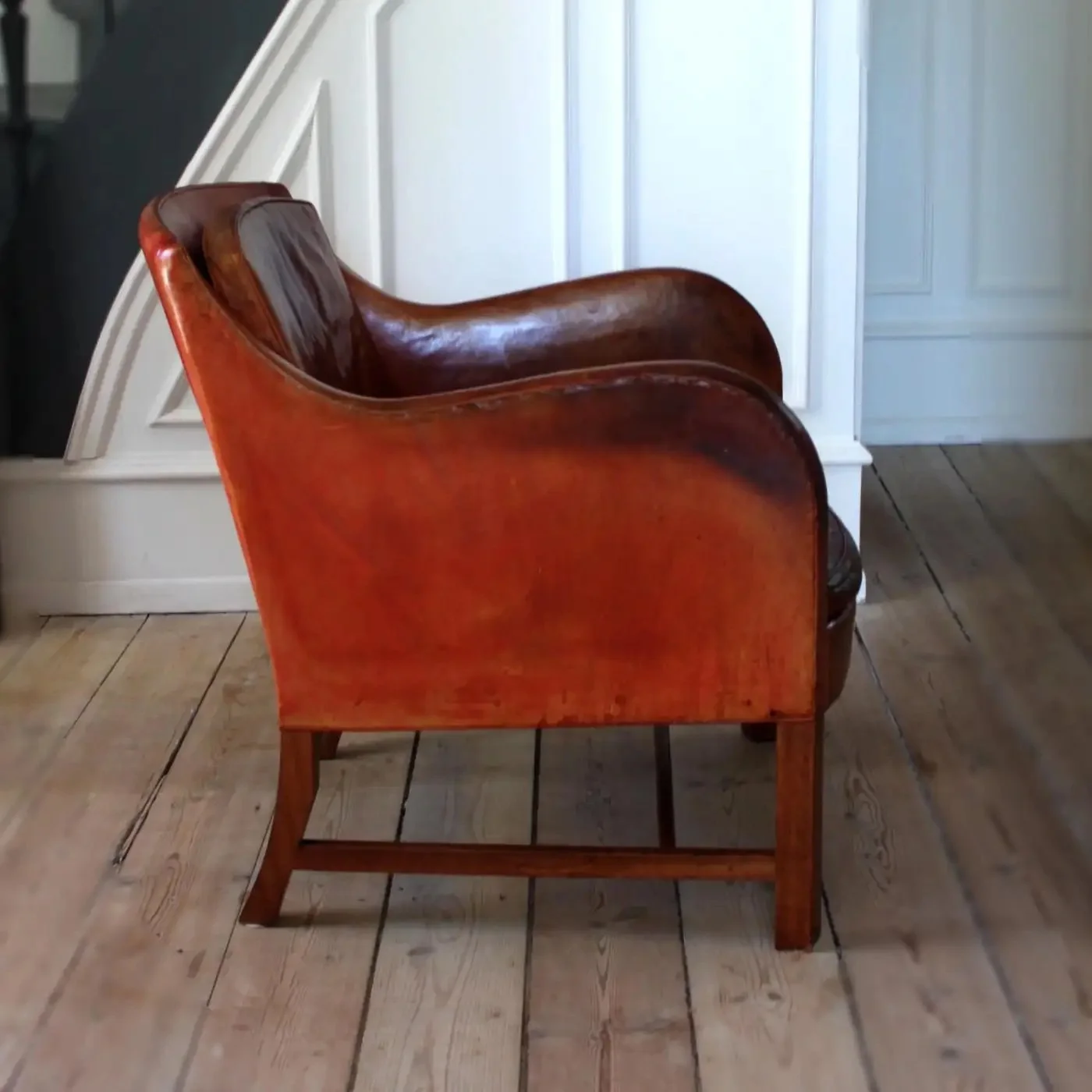 Mid Century Walnut Big Chair with Ottoman in the Manner of Jens Risom ...