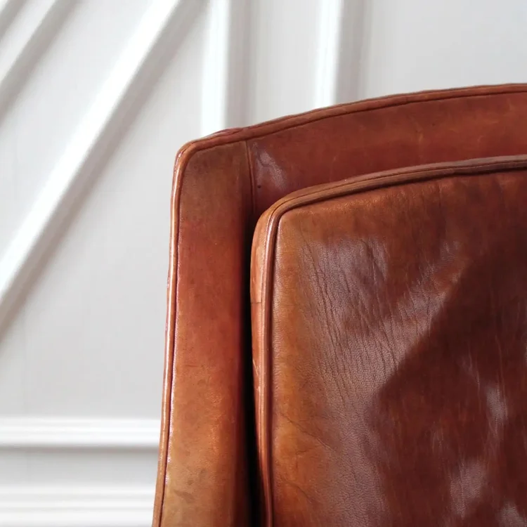 Postmodern Neo Eclectic Wood and Leather Lounge Chair — EcoFirstArt