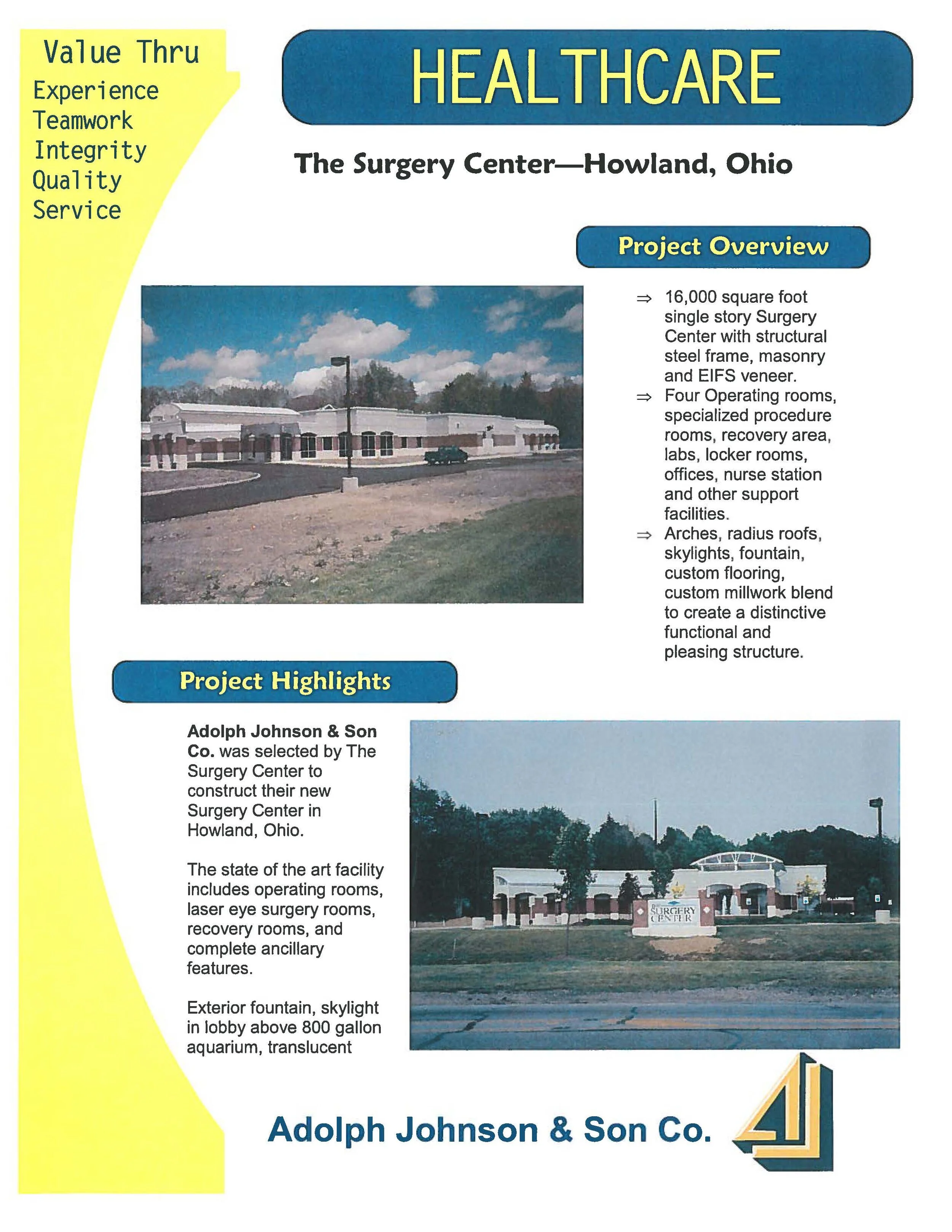 Surgery Center — ADOLPH JOHNSON & SON CO